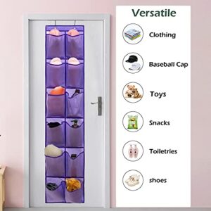 ANIZER Hanging Storage Organizer Over the Door Shoes Organizer Kids Shoe Rack with 12 Large Fabric Pockets for Closet Shoe Holder Hanger (PURPLE)