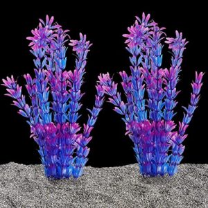 osopola 2 pcs artificial water plants décor - 11 inch purple emulational plastic aquatic plants with fluffy leaf ornaments for home office fish tank aquarium decorations fd02pe0a