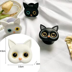 2/4Pack 3D Cute Kitten Phone Holder with Mini Mirror,Phone Grip with Small Makeup Mirror,Cute Cat Phone Folding Bracket,3D Cute Cat Cellphone Foldable Finger Grip Holder for All Smartphones (4Pcs)