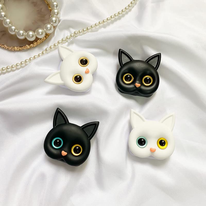 2/4Pack 3D Cute Kitten Phone Holder with Mini Mirror,Phone Grip with Small Makeup Mirror,Cute Cat Phone Folding Bracket,3D Cute Cat Cellphone Foldable Finger Grip Holder for All Smartphones (4Pcs)