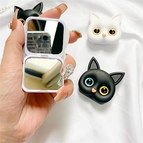 2/4Pack 3D Cute Kitten Phone Holder with Mini Mirror,Phone Grip with Small Makeup Mirror,Cute Cat Phone Folding Bracket,3D Cute Cat Cellphone Foldable Finger Grip Holder for All Smartphones (4Pcs)