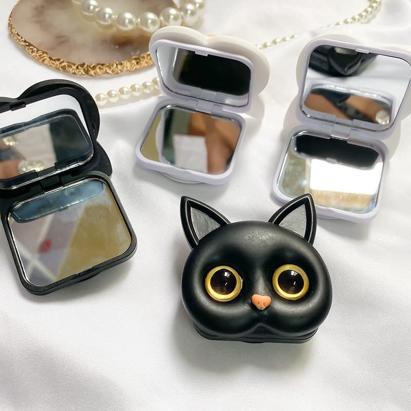 2/4Pack 3D Cute Kitten Phone Holder with Mini Mirror,Phone Grip with Small Makeup Mirror,Cute Cat Phone Folding Bracket,3D Cute Cat Cellphone Foldable Finger Grip Holder for All Smartphones (4Pcs)