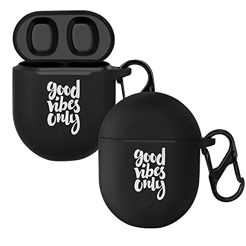 kwmobile Silicone Case Compatible with Xiaomi Redmi Airdots 3 Pro/Buds 3 Pro - Case Soft Cover - Good Vibes Phrase White/Black