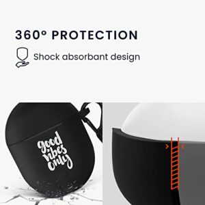 kwmobile Silicone Case Compatible with Xiaomi Redmi Airdots 3 Pro/Buds 3 Pro - Case Soft Cover - Good Vibes Phrase White/Black