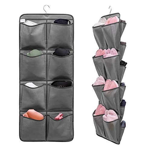 ANIZER Dual Sided Hanging Closet Organizer Shoe Rack Holder with 26 Large Pockets (Grey)