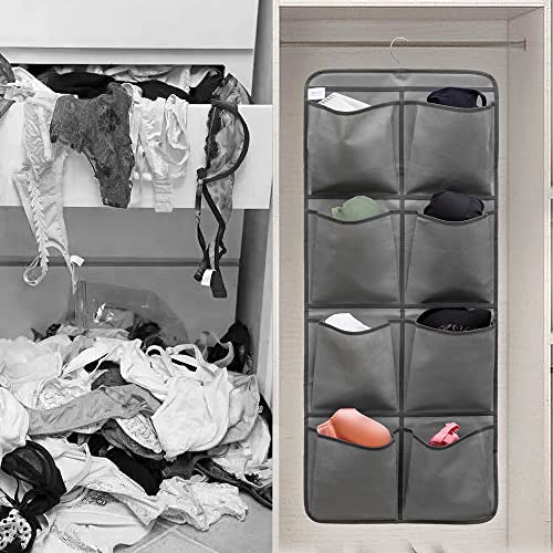 ANIZER Dual Sided Hanging Closet Organizer Shoe Rack Holder with 26 Large Pockets (Grey)