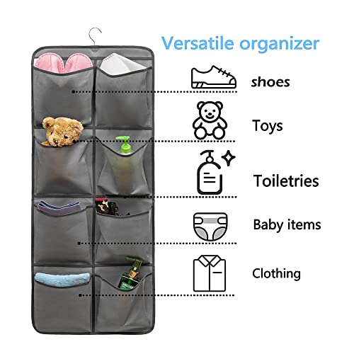 ANIZER Dual Sided Hanging Closet Organizer Shoe Rack Holder with 26 Large Pockets (Grey)