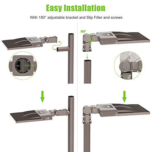 OPENLUX UL Listed 320W LED Parking Lot Light with Photocell 48000LM LED Shoebox Pole Lights Slip Fit Mount Flood Lights 5000K IP65 Outdoor Street Court Commercial Lighting AC 100-277V