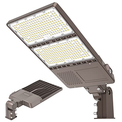 OPENLUX UL Listed 320W LED Parking Lot Light with Photocell 48000LM LED Shoebox Pole Lights Slip Fit Mount Flood Lights 5000K IP65 Outdoor Street Court Commercial Lighting AC 100-277V