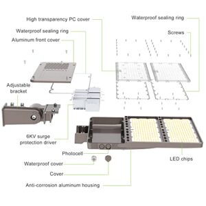 OPENLUX UL Listed 320W LED Parking Lot Light with Photocell 48000LM LED Shoebox Pole Lights Slip Fit Mount Flood Lights 5000K IP65 Outdoor Street Court Commercial Lighting AC 100-277V