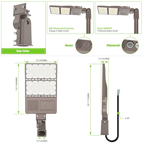 OPENLUX UL Listed 320W LED Parking Lot Light with Photocell 48000LM LED Shoebox Pole Lights Slip Fit Mount Flood Lights 5000K IP65 Outdoor Street Court Commercial Lighting AC 100-277V