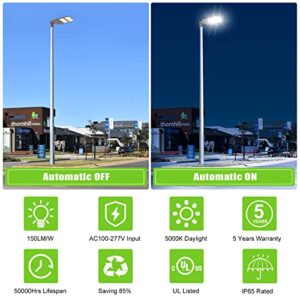 OPENLUX UL Listed 320W LED Parking Lot Light with Photocell 48000LM LED Shoebox Pole Lights Slip Fit Mount Flood Lights 5000K IP65 Outdoor Street Court Commercial Lighting AC 100-277V