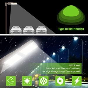 OPENLUX UL Listed 320W LED Parking Lot Light with Photocell 48000LM LED Shoebox Pole Lights Slip Fit Mount Flood Lights 5000K IP65 Outdoor Street Court Commercial Lighting AC 100-277V