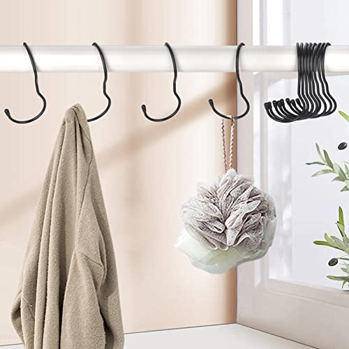 AccEncyc 12 Pcs Purse Hanger Closet Bag Hooks Handbag Organizer Heavy Duty S Hooks for Hanging Purse for Closet and Shower Stainless Steel (Black)