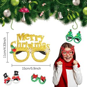 WWW 9Pcs Christmas Glasses Glitter Party Glasses Frames Christmas Decoration Costume Eyeglasses Funny Eyewear with 9 Designs for Christmas Party Favors Holiday Favors (One Size Fits All)