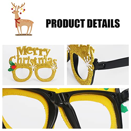 WWW 9Pcs Christmas Glasses Glitter Party Glasses Frames Christmas Decoration Costume Eyeglasses Funny Eyewear with 9 Designs for Christmas Party Favors Holiday Favors (One Size Fits All)