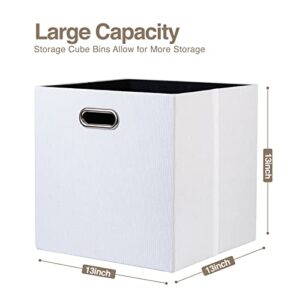 Jermichoc Storage Bins Cube Organizer 4 Pack, 13inch Foldable Square Storage Basket with Dual Metal Handles Decorative for Home Closet Shelf Cabinet Wardrobes (White)