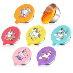 6 pcs unicorn salad dressing containers to go 1.9 oz kid condiment sauce containers stainless steel small containers with lids silicone lid bento box accessories leakproof condiment cup for food