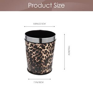 GLSTOY Garbage Storage Leopard Ring Pattern Style Buckets Holder Container Open Trash Paper Bathroom Laundry Kitchen Can Rooms Round Bucket with and Household Basket Kids Bag Fixed Metal