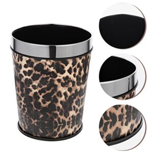 GLSTOY Garbage Storage Leopard Ring Pattern Style Buckets Holder Container Open Trash Paper Bathroom Laundry Kitchen Can Rooms Round Bucket with and Household Basket Kids Bag Fixed Metal