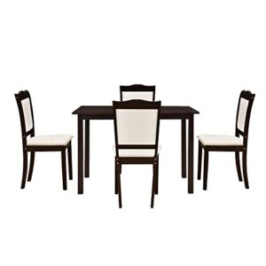 Knocbel Rectangular Dining Table and Chairs, 5-Piece Kitchen Dining Room Small Space Table Set with Padded Seat & Backrest, Standard Height (Espresso)