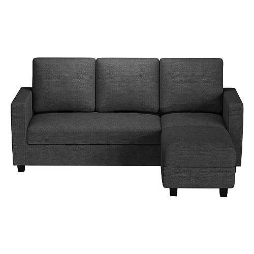 JUMMICO Convertible Sectional Sofa Couch, L-Shaped Couch with Reversible Chaise, Modern Linen Fabric Couches for Living Room, Apartment and Small Space (Dark Grey)