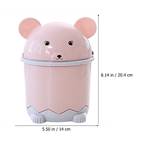 Operitacx 3Pcs Plastic Mini Wastebasket Trash Can with Swing Lid Tiny Desktop Waste Garbage Bin for Home Office Kitchen Vanity Tabletop Bedroom Bathroom Blue Green Pink