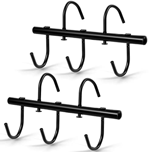 Dunzy 2 Pcs Black Tack Rack with Swivel Hooks, Hanging Bridle Hooks Portable Tack Hangers for Horses, Horse Tack Room Organizer Horse Tack Holder for Stall Room Trailer Accessories (5 Hooks Style)