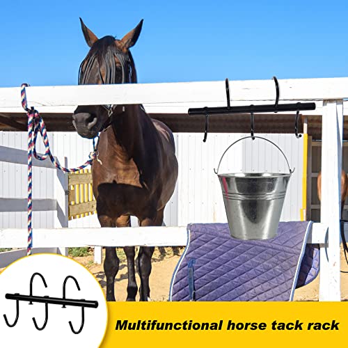 Dunzy 2 Pcs Black Tack Rack with Swivel Hooks, Hanging Bridle Hooks Portable Tack Hangers for Horses, Horse Tack Room Organizer Horse Tack Holder for Stall Room Trailer Accessories (5 Hooks Style)