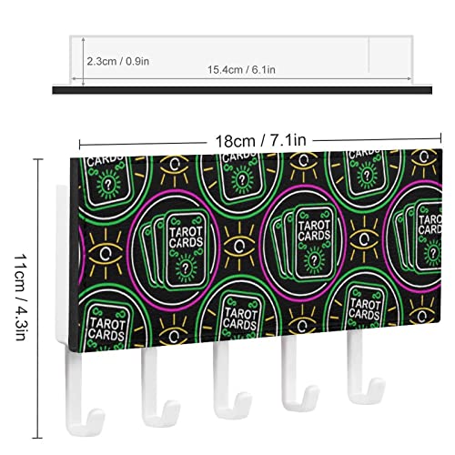 Neon Tarot Pattern Wall Mounted Key Holder Hooks Organizer Rack Hanging for Home Hallway Entryway Decorative