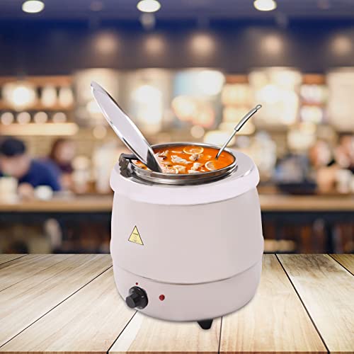 Commercial Soup Kettle Warmer with Lid and Removable Stainless-Steel Pot Insert, Silver Countertop Food Kettle Warmer for Buffet, Restaurant, Party, Event, and Catering, Large, Electric