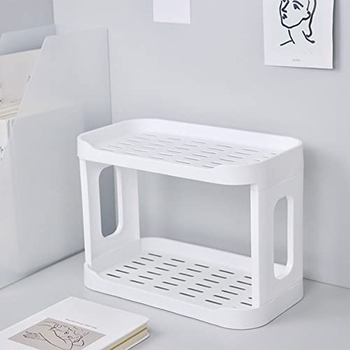 FIZZOQI Double Plastic Storage Rack Family Bathroom Kitchen Storage Rack Sundries Storage Rack Cosmetics Storage Rack Creative Office Desktop Rack