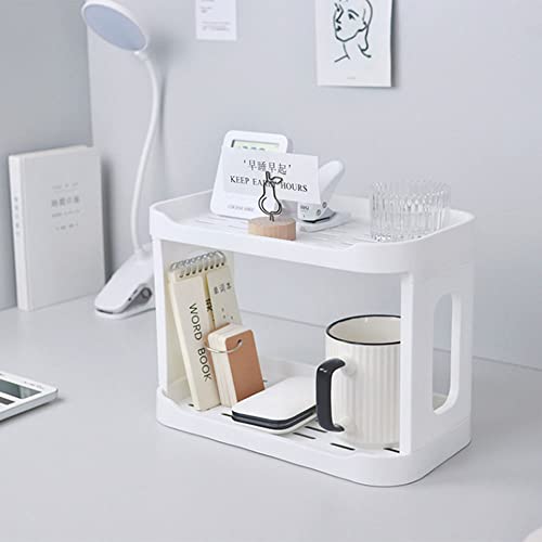 FIZZOQI Double Plastic Storage Rack Family Bathroom Kitchen Storage Rack Sundries Storage Rack Cosmetics Storage Rack Creative Office Desktop Rack