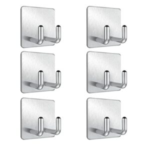 Razor Holder for Shower - 6PCS Shaver Holder for Shower Wall, Self Adhesive Inside Shower Hook Waterproof Stainless Steel Holder Stand Bathroom Kitchen Organizer Shaver Towel Loofah Bathrobe Coat Hook