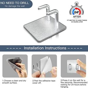 Razor Holder for Shower - 6PCS Shaver Holder for Shower Wall, Self Adhesive Inside Shower Hook Waterproof Stainless Steel Holder Stand Bathroom Kitchen Organizer Shaver Towel Loofah Bathrobe Coat Hook