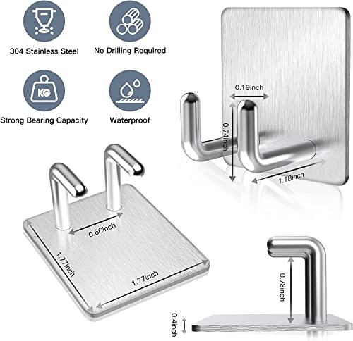 Razor Holder for Shower - 6PCS Shaver Holder for Shower Wall, Self Adhesive Inside Shower Hook Waterproof Stainless Steel Holder Stand Bathroom Kitchen Organizer Shaver Towel Loofah Bathrobe Coat Hook