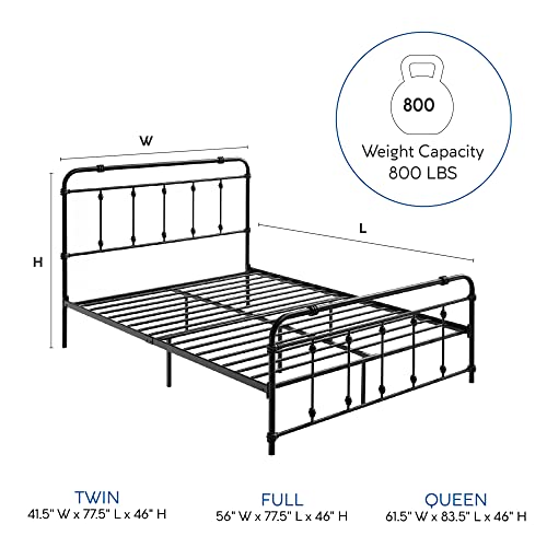 Classic Brands Calvino Classic Black Metal Platform Bed Frame, Full