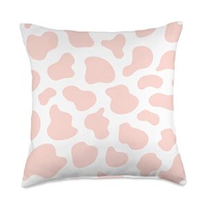 minimalistic cow print stuff for girls aesthetic cow print pastel pink throw pillow, 18x18, multicolor