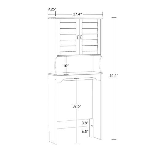 RiverRidge Brookfield Bathroom Shutter Door Over-The-Toilet Spacesaver Freestanding Storage Cabinet, White