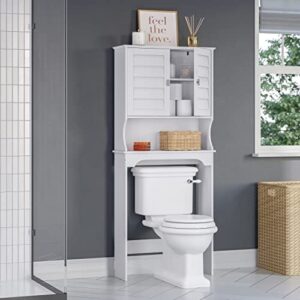 RiverRidge Brookfield Bathroom Shutter Door Over-The-Toilet Spacesaver Freestanding Storage Cabinet, White