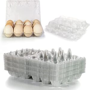 pintuson egg cartons cheap bulk 60 pack - holds 1 dozen clear blank egg cartons for chicken eggs - medium plastic egg carton for home ranch chicken farm, commercial market display (3x4 grids)