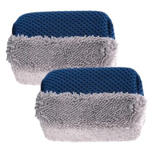 viking tire shine applicator sponges, multi-purpose mesh and microfiber applicator pad for car detailing, blue and grey, 2 pack