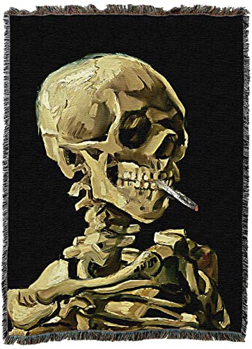 Pure Country Weavers Smoking Skeleton Blanket by Vincent Van Gogh - Fine Art Gift Tapestry Throw Woven from Cotton - Made in The USA (72x54)