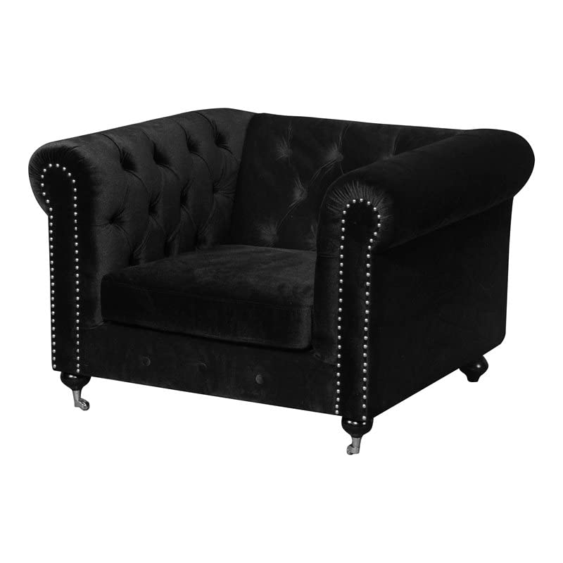 American Home Classic Claire 15" 1 Seat Velvet Upholstered Sofa in Black