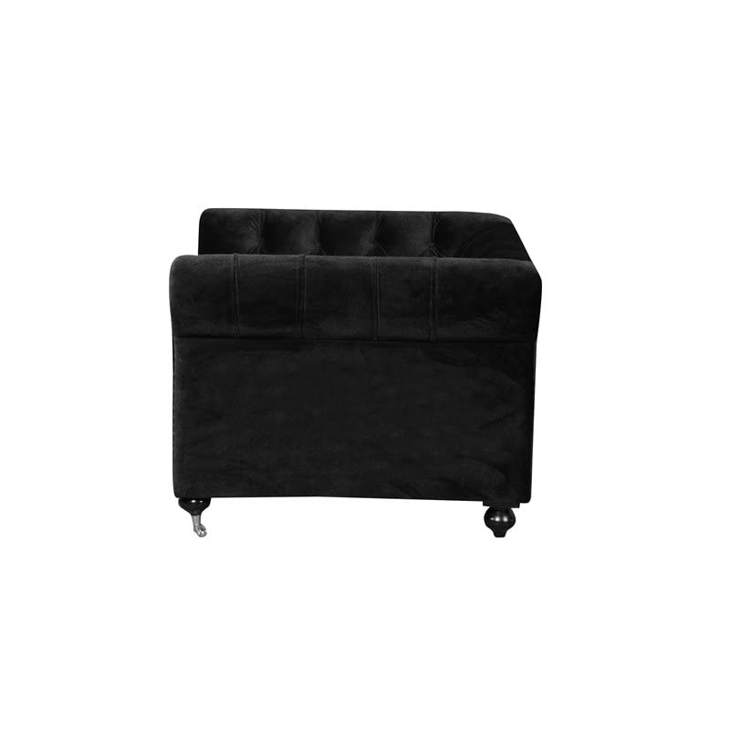 American Home Classic Claire 15" 1 Seat Velvet Upholstered Sofa in Black