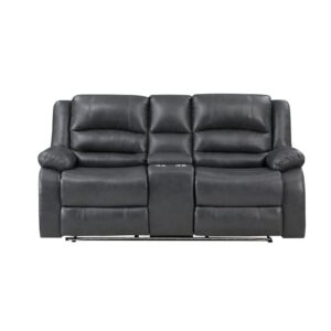 galaxy home furnishings martin manual reclining loveseat finished with faux leather/wood in gray