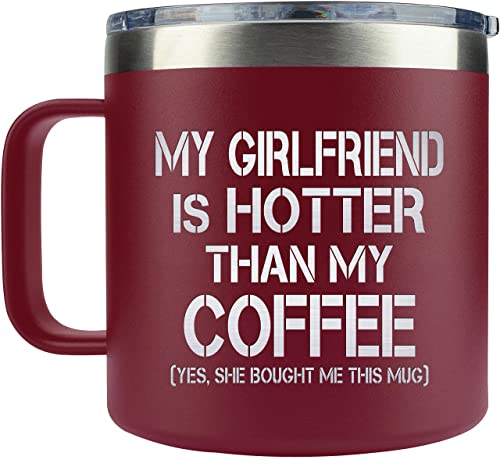 Fathers's Day Gifts for Boyfriend from Girlfriend - Boyfriend Fathers Day - Funny Gifts for Boyfriend - Boyfriend Birthday Gifts - Gifts for Him -Present for Boyfriend Novelty Coffee Mug 14oz, Red