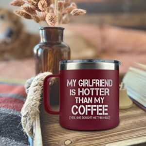 Fathers's Day Gifts for Boyfriend from Girlfriend - Boyfriend Fathers Day - Funny Gifts for Boyfriend - Boyfriend Birthday Gifts - Gifts for Him -Present for Boyfriend Novelty Coffee Mug 14oz, Red