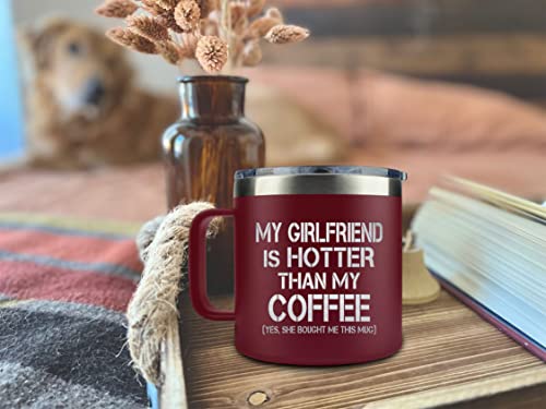 Fathers's Day Gifts for Boyfriend from Girlfriend - Boyfriend Fathers Day - Funny Gifts for Boyfriend - Boyfriend Birthday Gifts - Gifts for Him -Present for Boyfriend Novelty Coffee Mug 14oz, Red