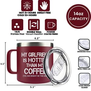 Fathers's Day Gifts for Boyfriend from Girlfriend - Boyfriend Fathers Day - Funny Gifts for Boyfriend - Boyfriend Birthday Gifts - Gifts for Him -Present for Boyfriend Novelty Coffee Mug 14oz, Red